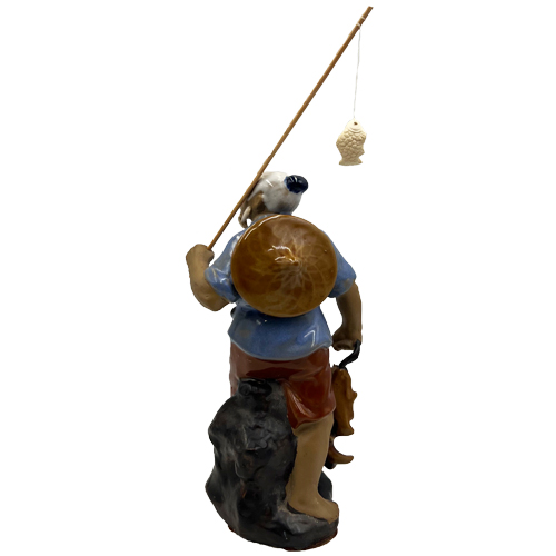 Chinese Shiwan Figure – Walking Fisherman - Miyagi Bonsai
