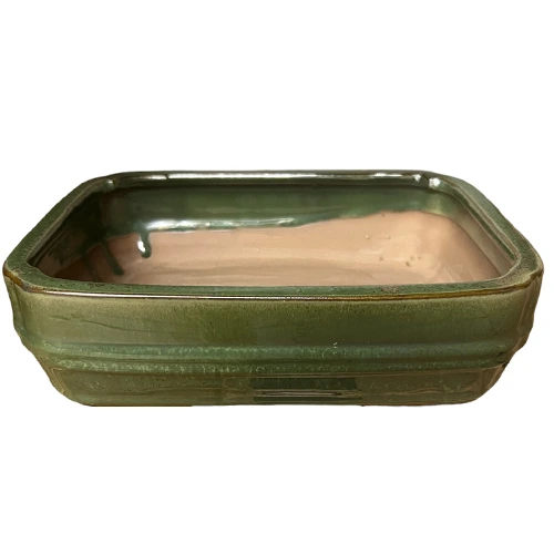 Green Rectangle Ceramic Pot 6cm - Miyagi Bonsai