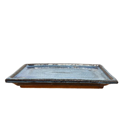 Blue Glazed Rectangle Ceramic Bonsai Drip Tray 30cm - Miyagi Bonsai